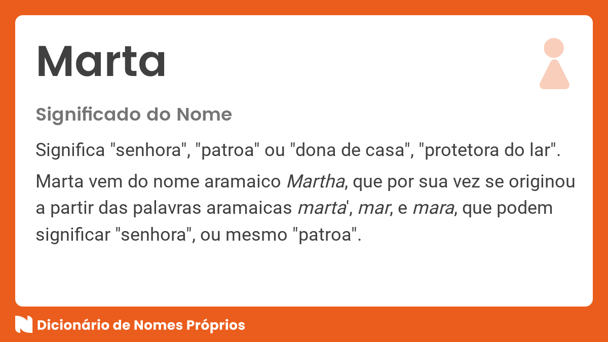 Significado do nome Marta - Dicionário de Nomes Próprios