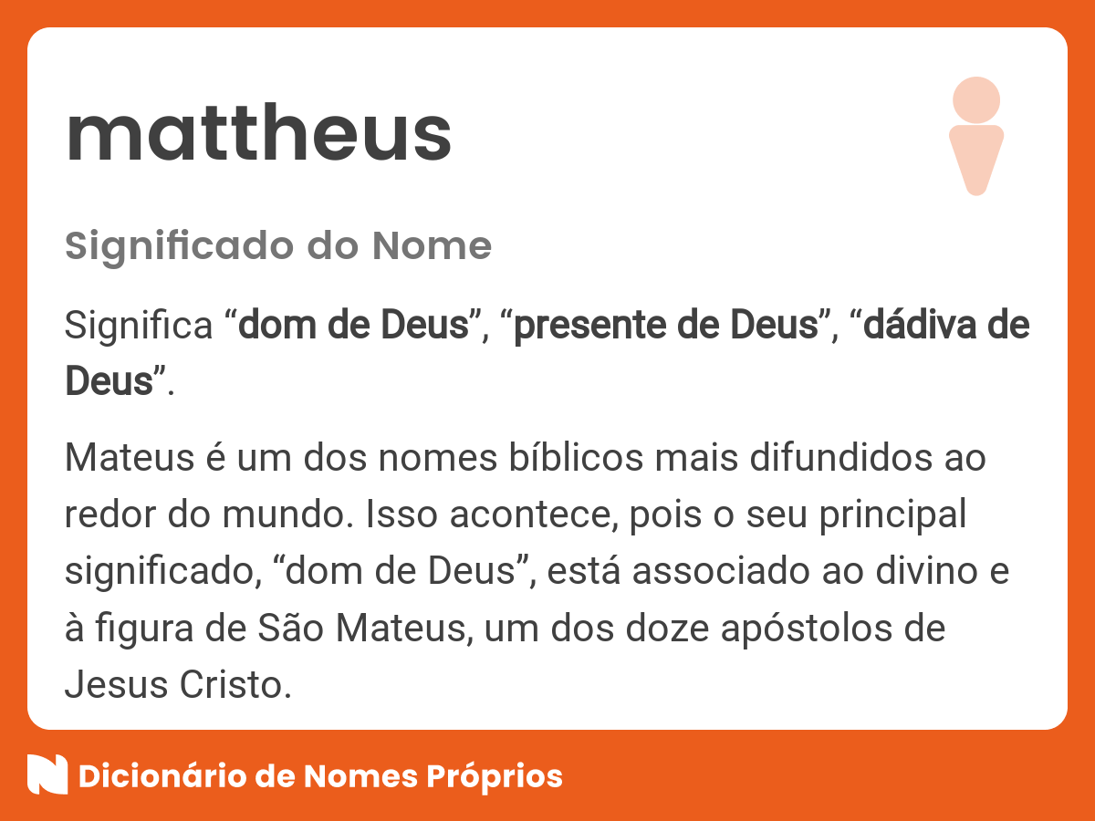 Significado do nome Mattheus - Dicionário de Nomes Próprios