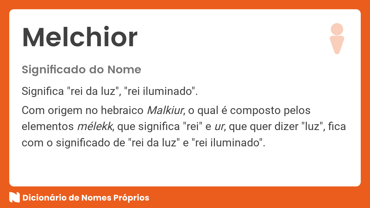 Significado do nome Melchior - Dicionário de Nomes Próprios