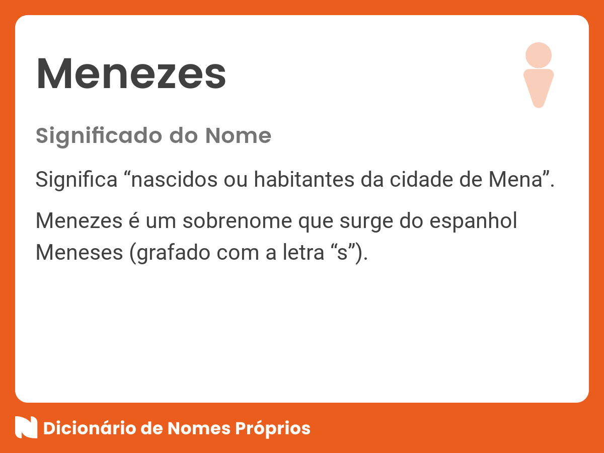 Significado do nome Menezes - Dicionário de Nomes Próprios