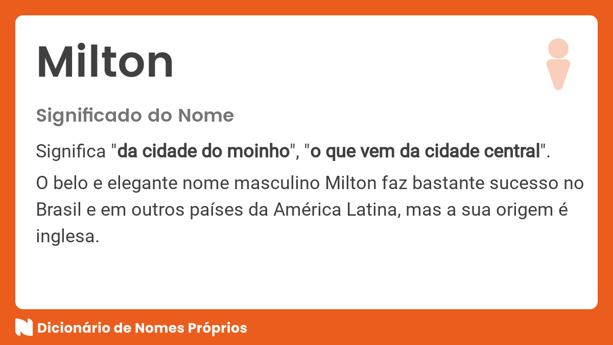 Significado do nome Milton - Dicionário de Nomes Próprios