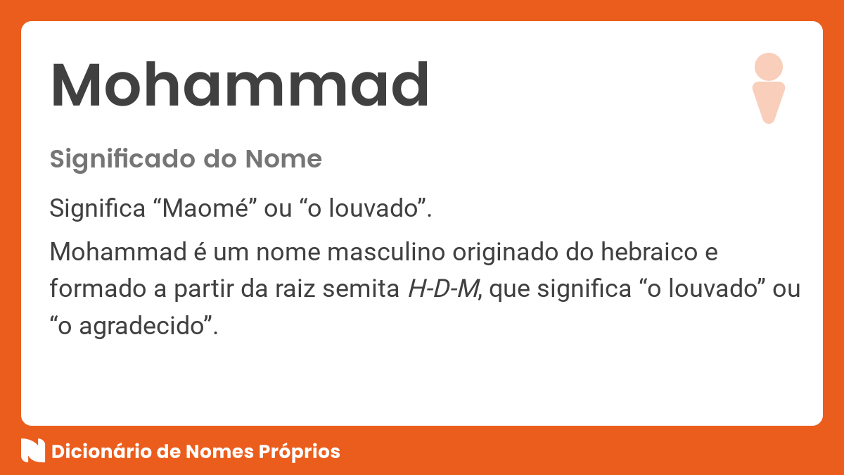 Significado do nome Mohammad - Dicionário de Nomes Próprios