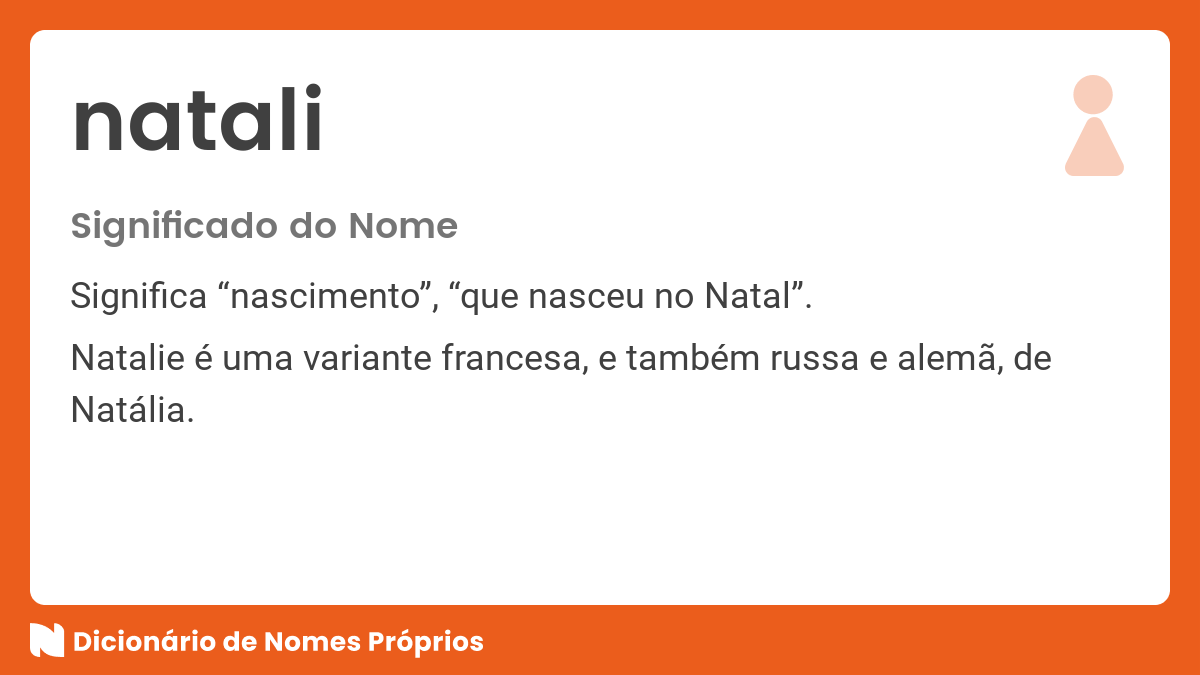 Significado do nome Natalie - Dicionário de Nomes Próprios