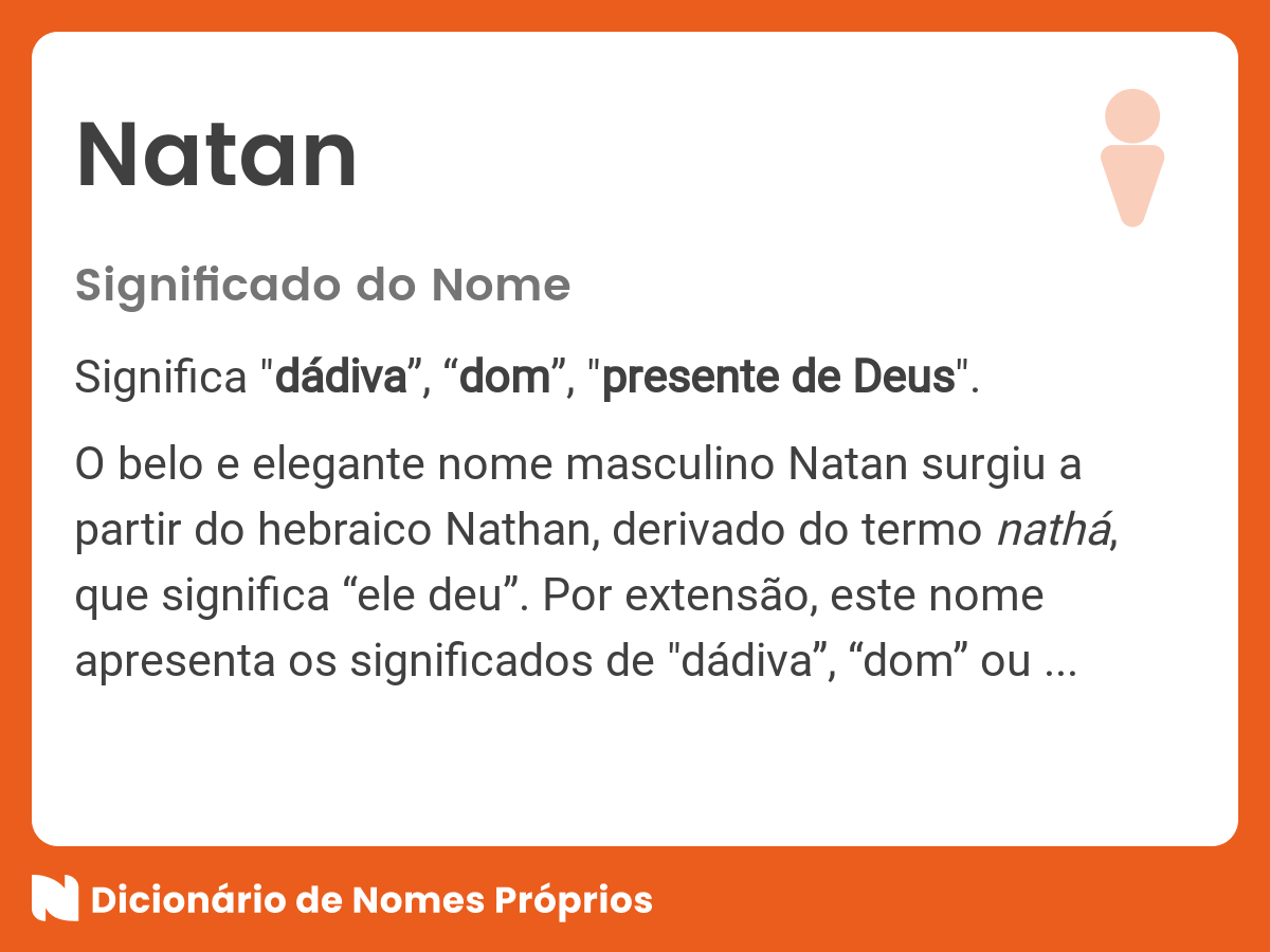 Significado do nome Natan - Dicionário de Nomes Próprios