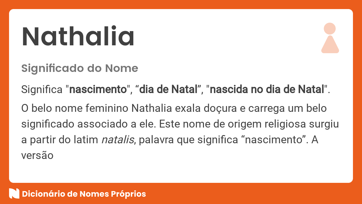 Significado do nome Nathalia - Dicionário de Nomes Próprios
