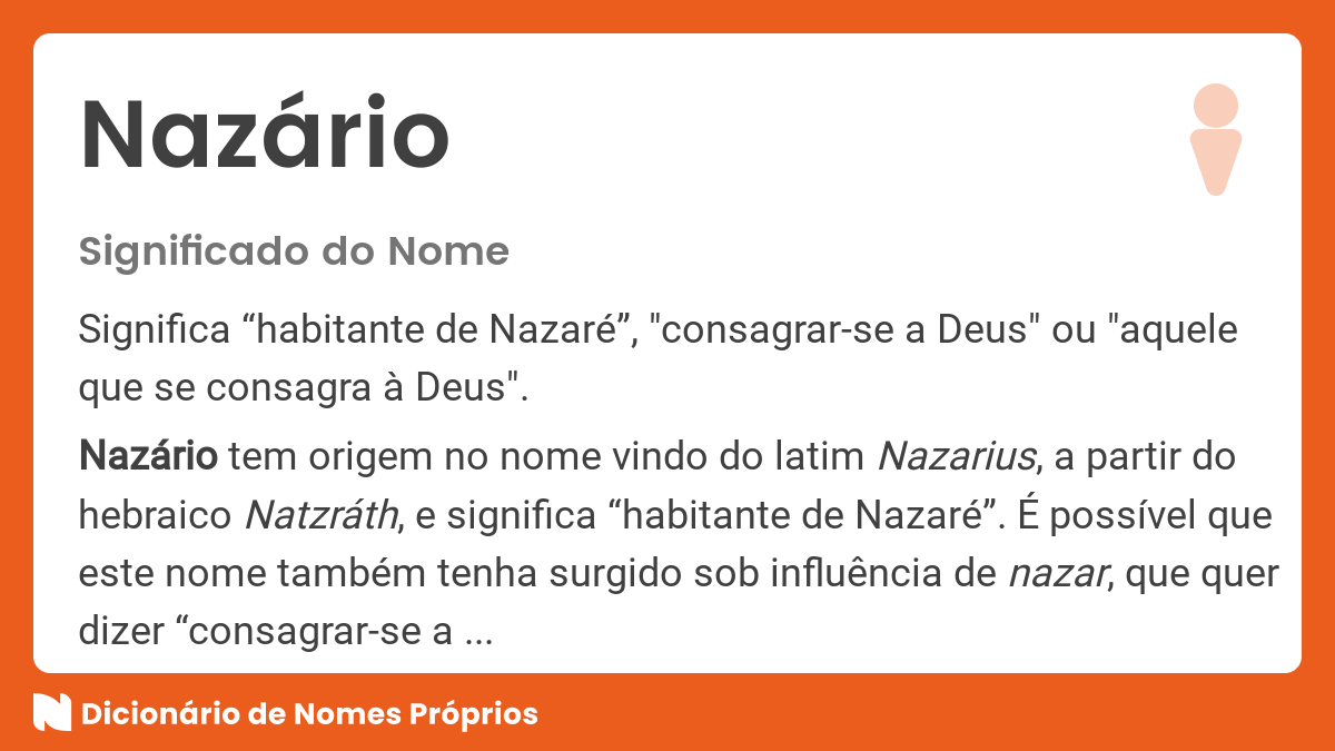 Significado do nome Nazário - Dicionário de Nomes Próprios