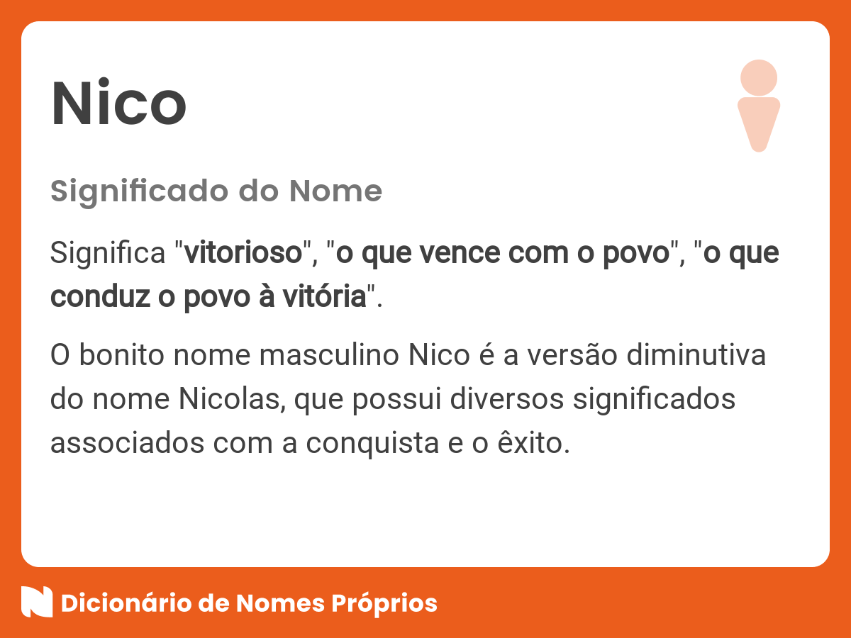 Significado do nome Nico - Dicionário de Nomes Próprios