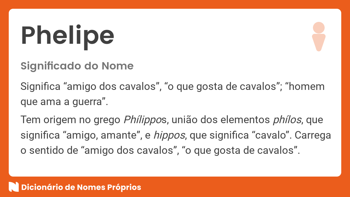 Significado do nome Phelipe - Dicionário de Nomes Próprios