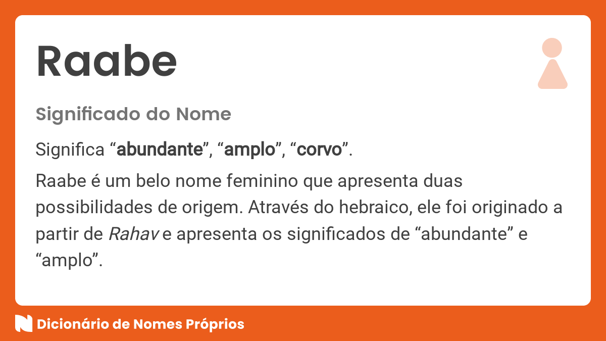 Significado do nome Raabe - Dicionário de Nomes Próprios