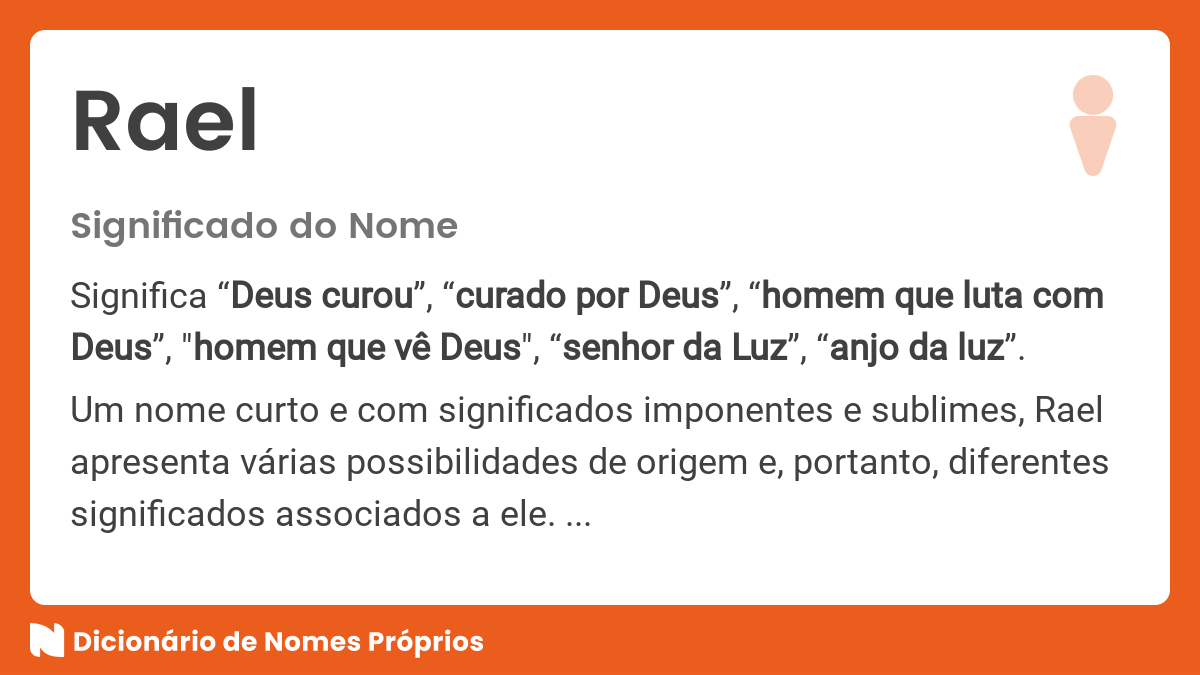 Significado do nome Rael - Dicionário de Nomes Próprios