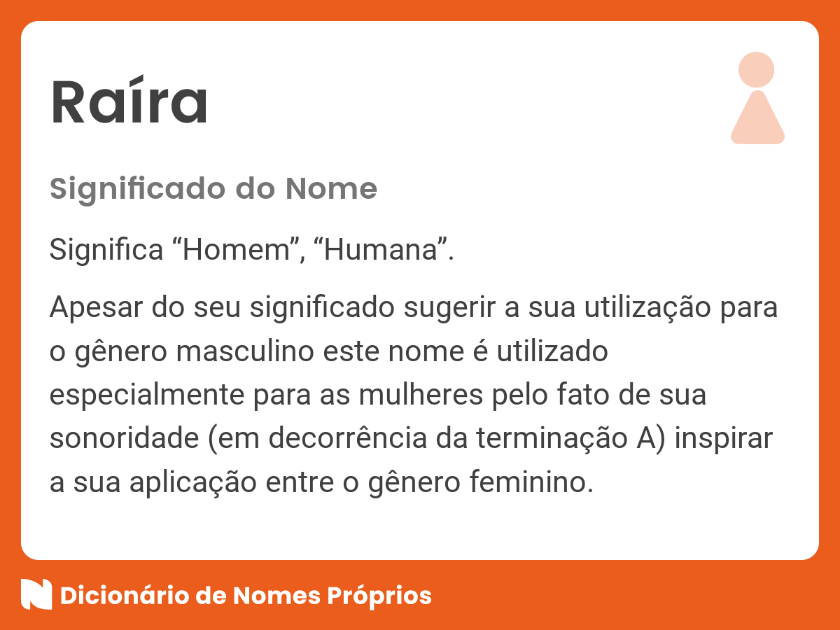 Significado do nome Raíra - Dicionário de Nomes Próprios