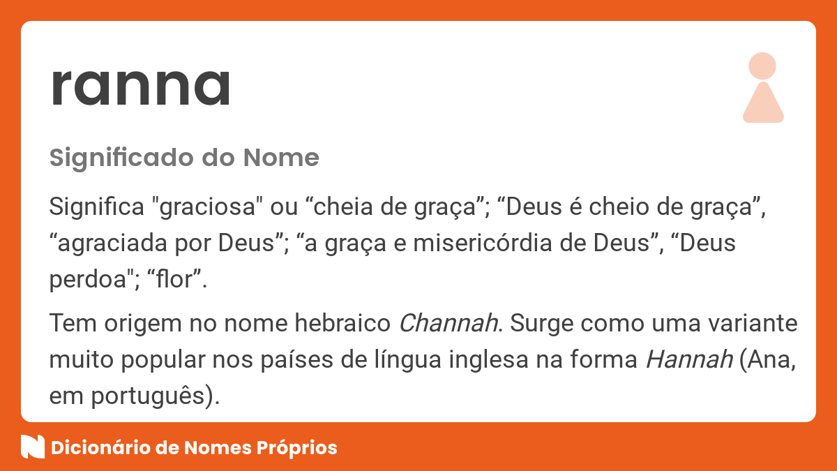 Significado do nome Hanna - Dicionário de Nomes Próprios