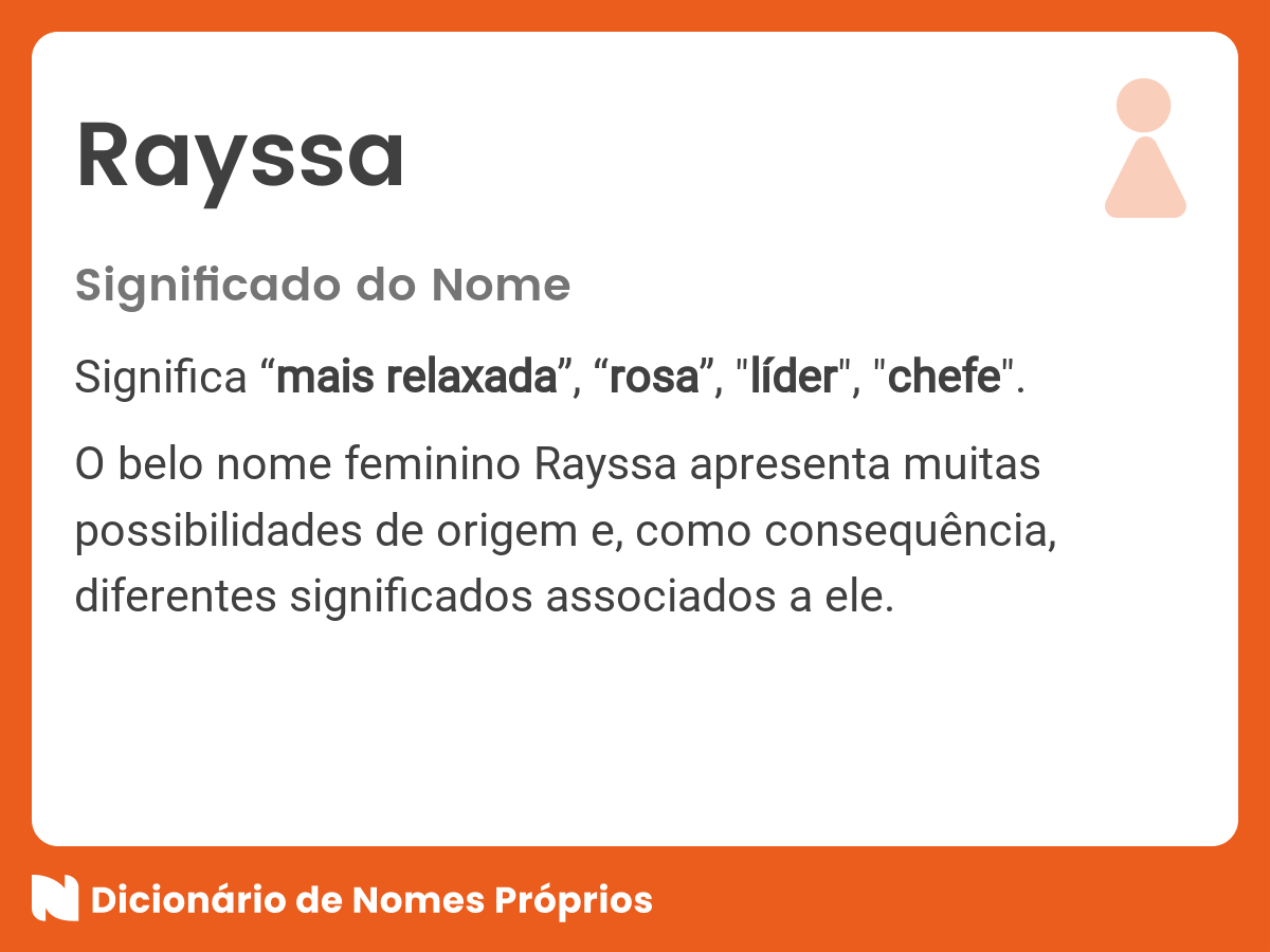Significado do nome Rayssa - Dicionário de Nomes Próprios