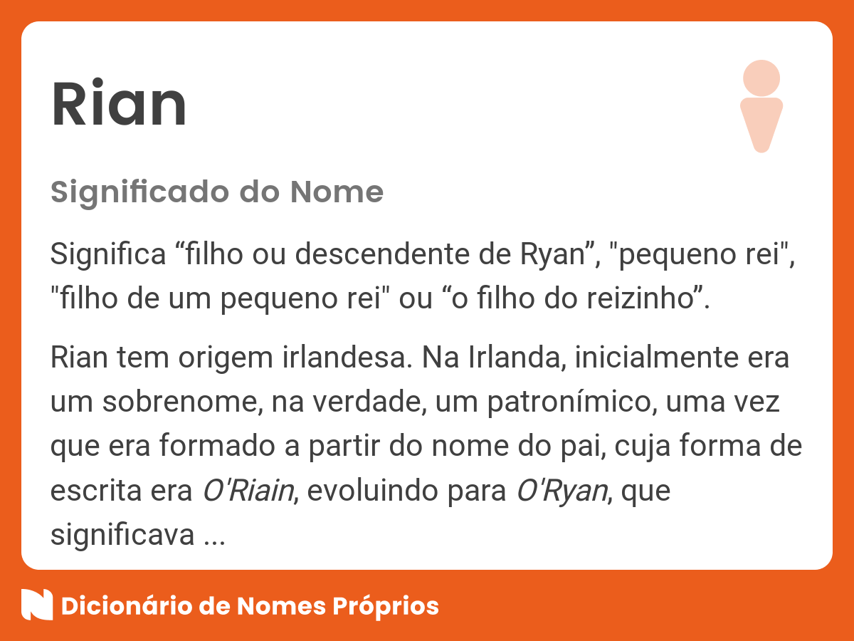 Significado do nome Rian - Dicionário de Nomes Próprios