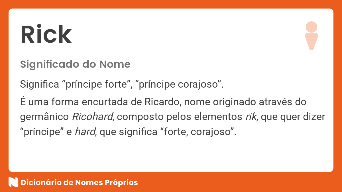 Significado do nome Rick - Dicionário de Nomes Próprios