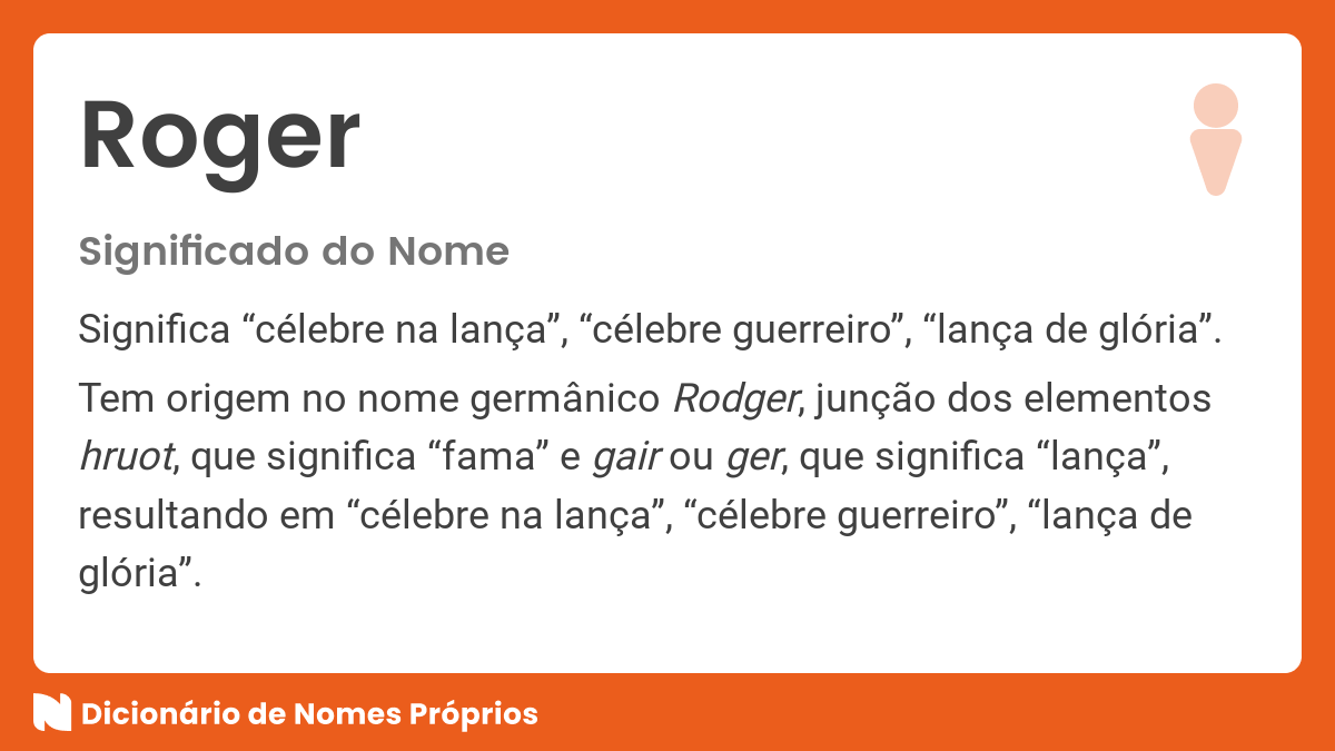 Significado do nome Roger - Dicionário de Nomes Próprios