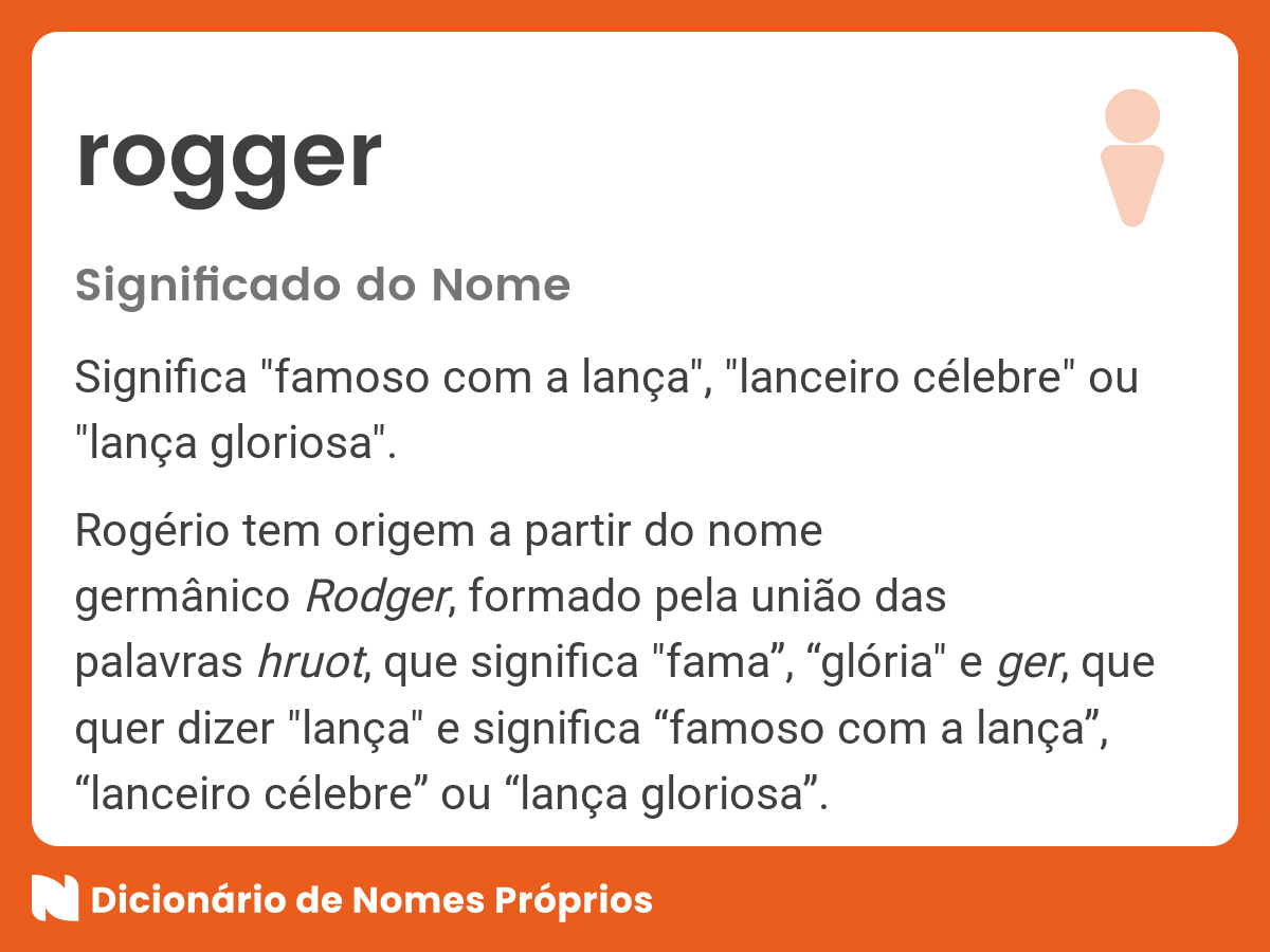 Significado do nome Rogger - Dicionário de Nomes Próprios
