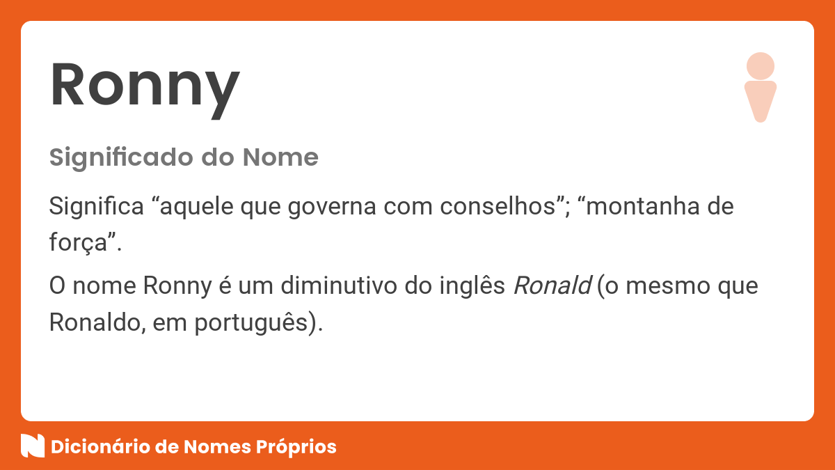Significado do nome Ronny - Dicionário de Nomes Próprios