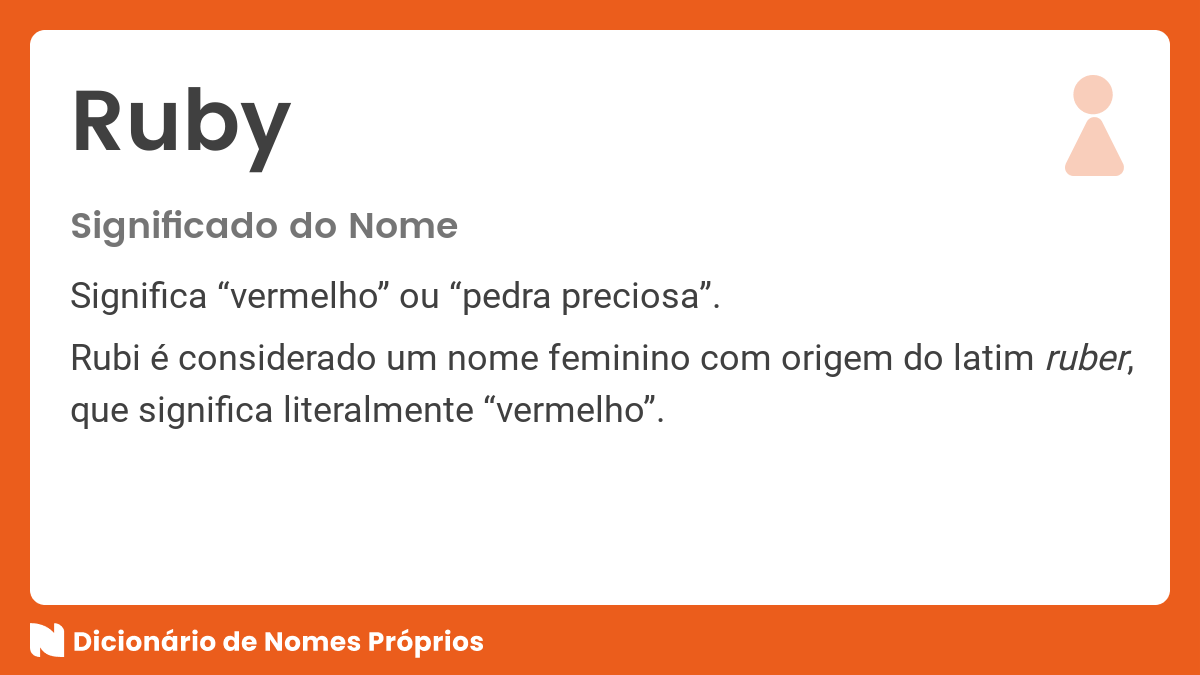 Significado do nome Rubi - Dicionário de Nomes Próprios