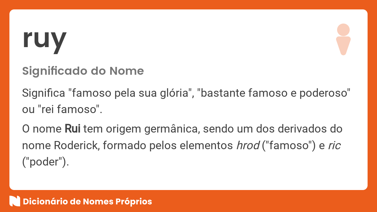 Significado do nome Rui - Dicionário de Nomes Próprios