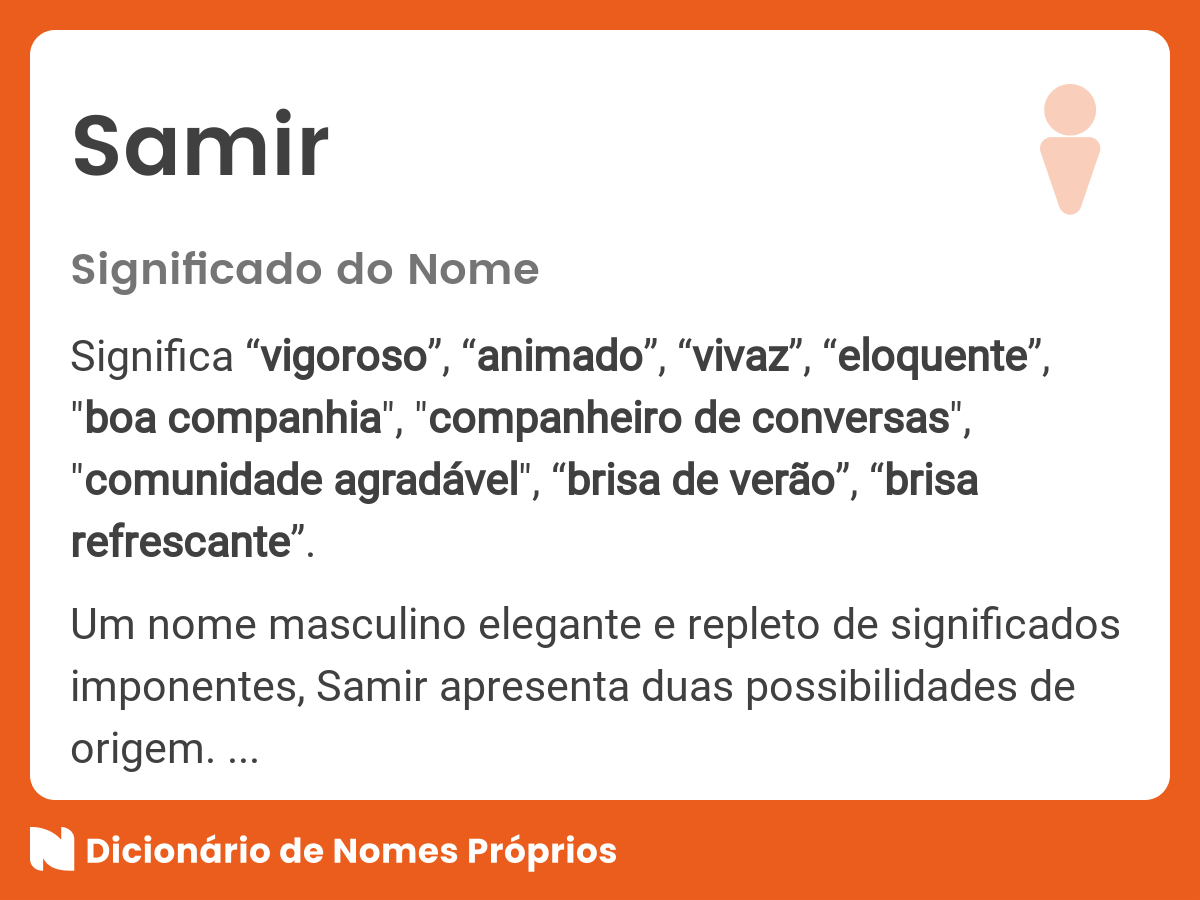 Significado do nome Samir - Dicionário de Nomes Próprios