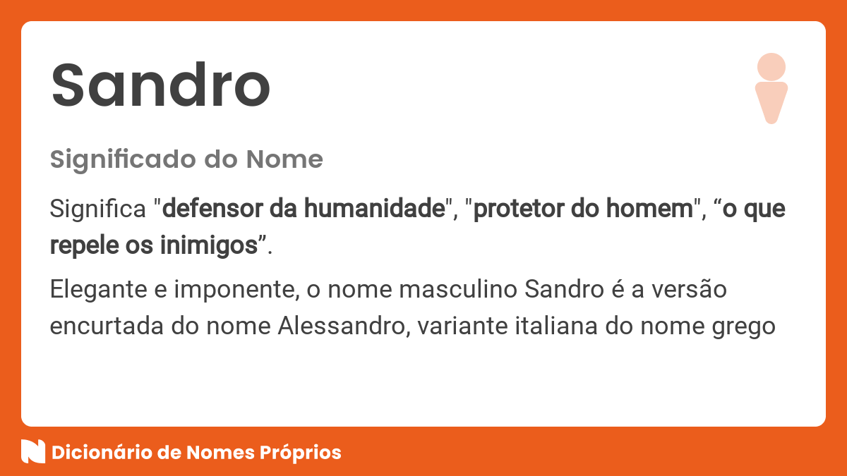 Significado do nome Sandro - Dicionário de Nomes Próprios