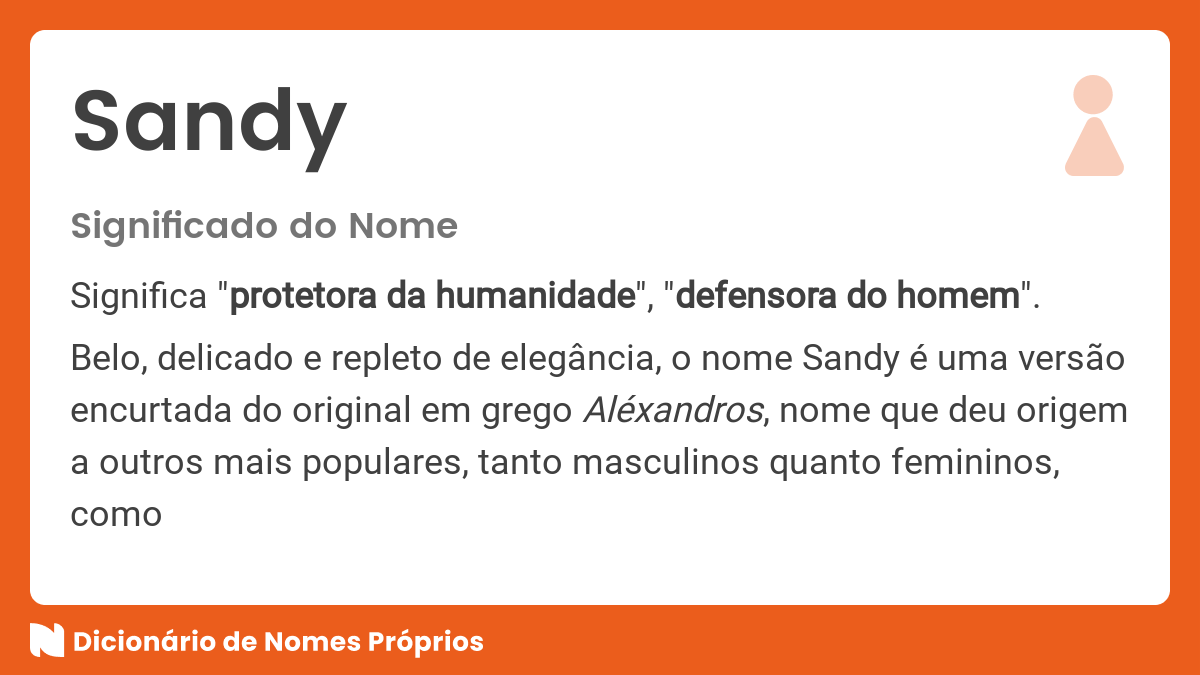 Significado do nome Sandy - Dicionário de Nomes Próprios