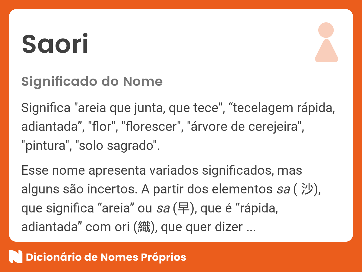 Significado do nome Saori