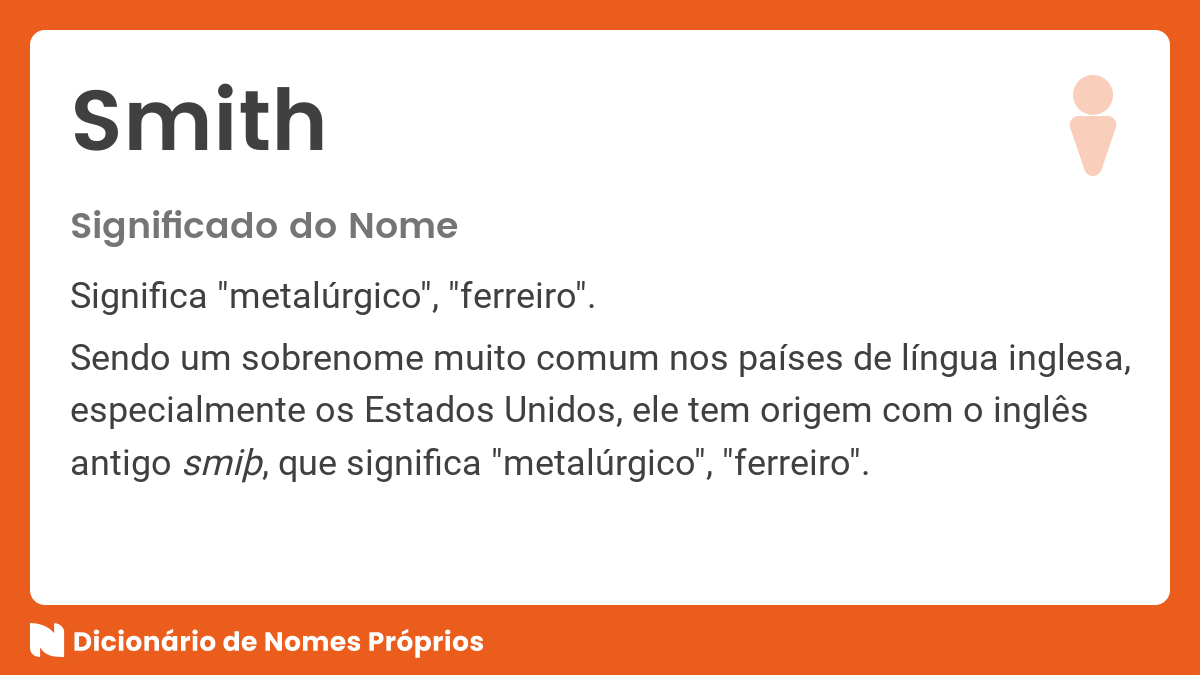 Significado do nome Smith - Dicionário de Nomes Próprios