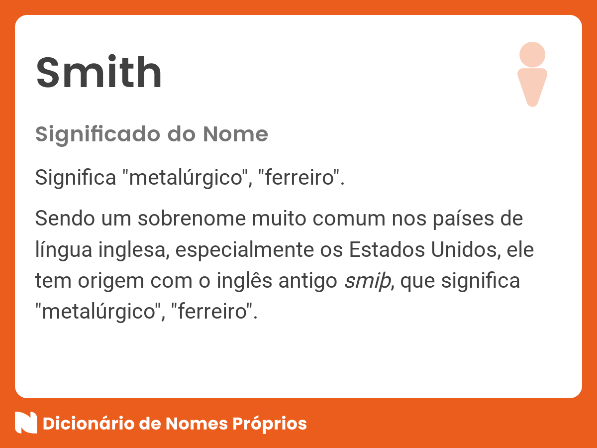 Significado do nome Smith - Dicionário de Nomes Próprios
