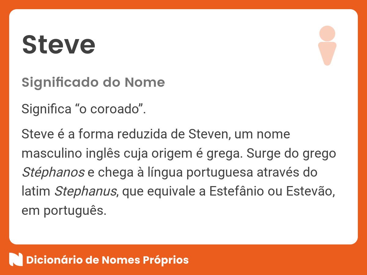 Significado do nome Steve - Dicionário de Nomes Próprios