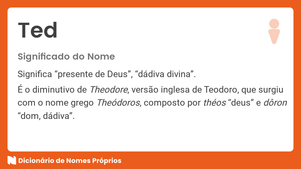 Significado do nome Ted - Dicionário de Nomes Próprios