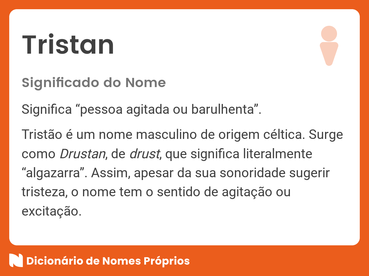 Significado do nome Tristan - Dicionário de Nomes Próprios