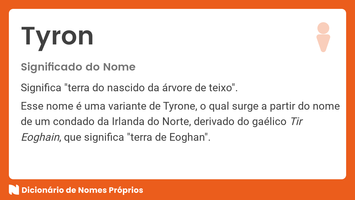 Significado do nome Tyron - Dicionário de Nomes Próprios