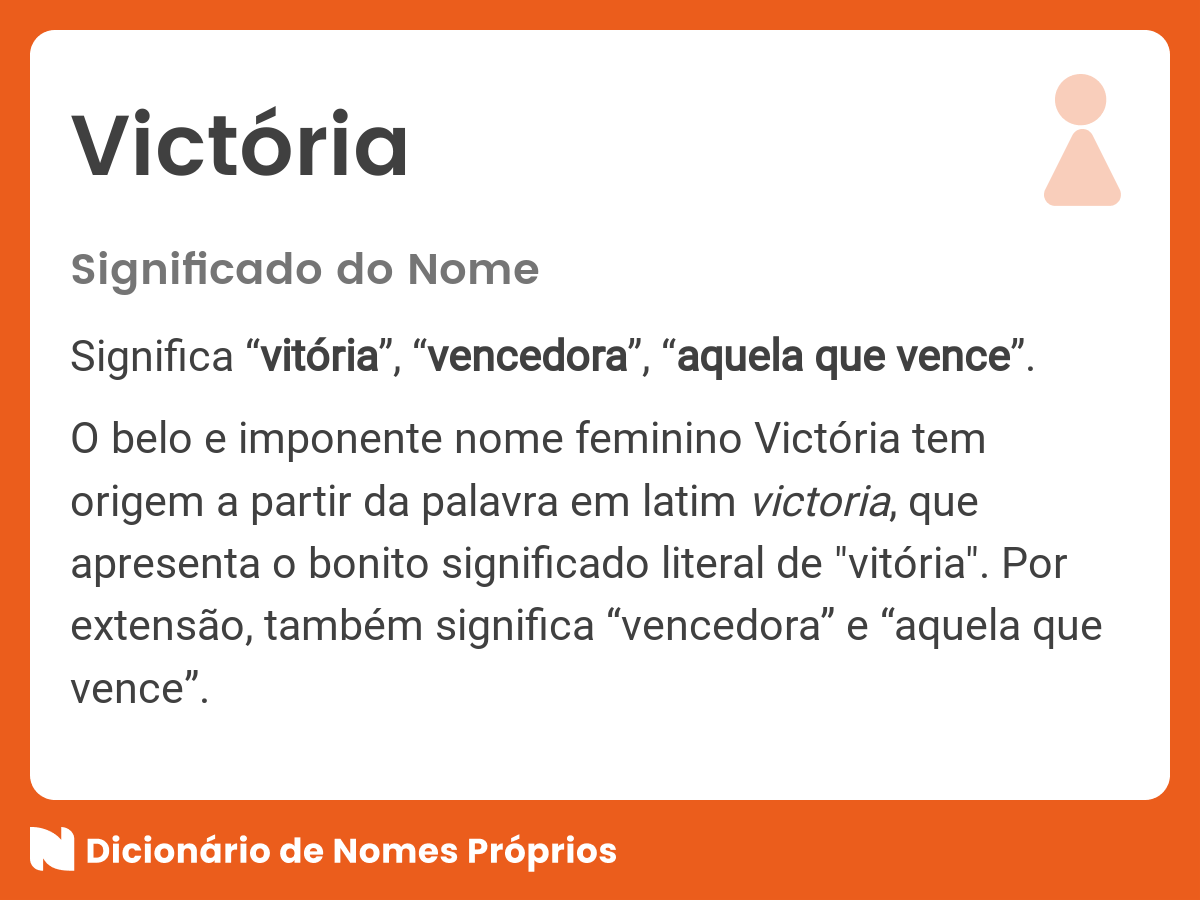 Significado do nome Victória - Dicionário de Nomes Próprios