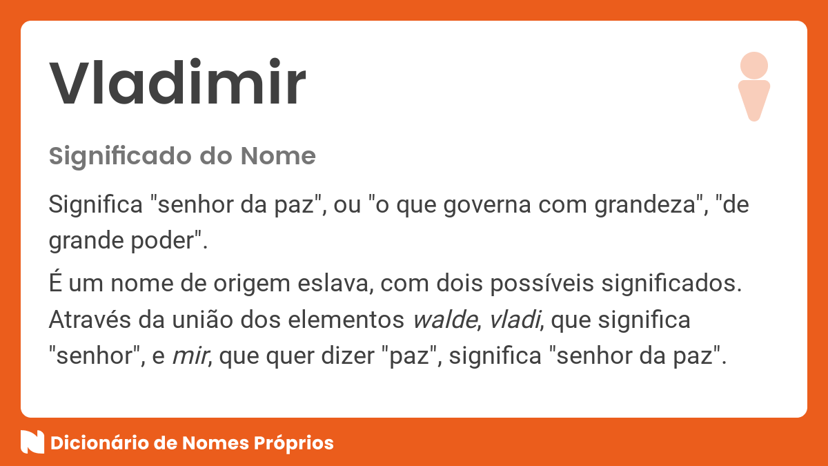 Significado do nome Vladimir - Dicionário de Nomes Próprios