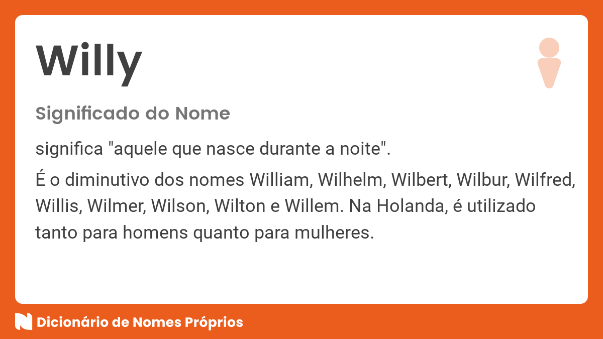 Significado do nome Willy - Dicionário de Nomes Próprios