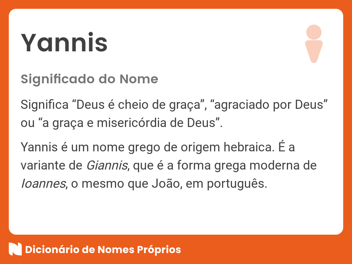 Significado do nome Yannis - Dicionário de Nomes Próprios