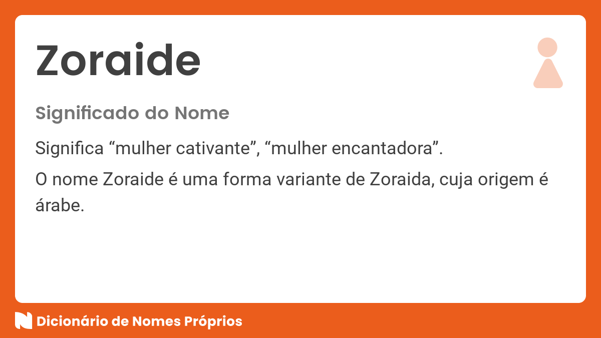 Significado do nome Zoraide - Dicionário de Nomes Próprios